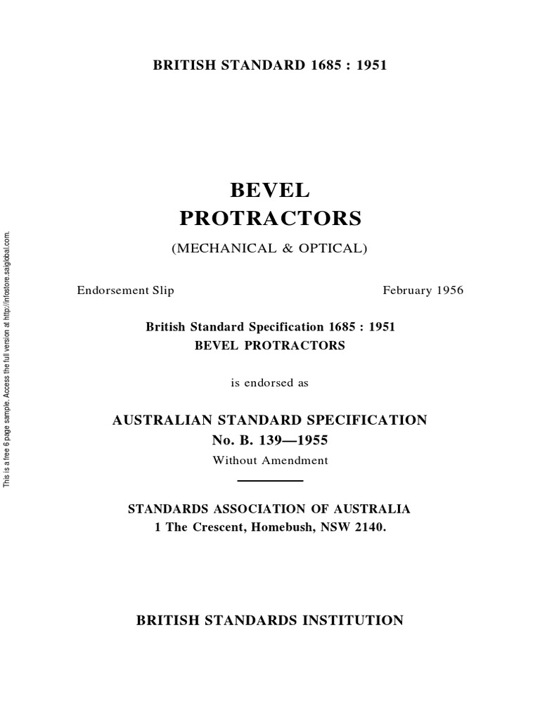 As B139-1955 Bevel Protractors (Mechanical and Optical) | PDF ...