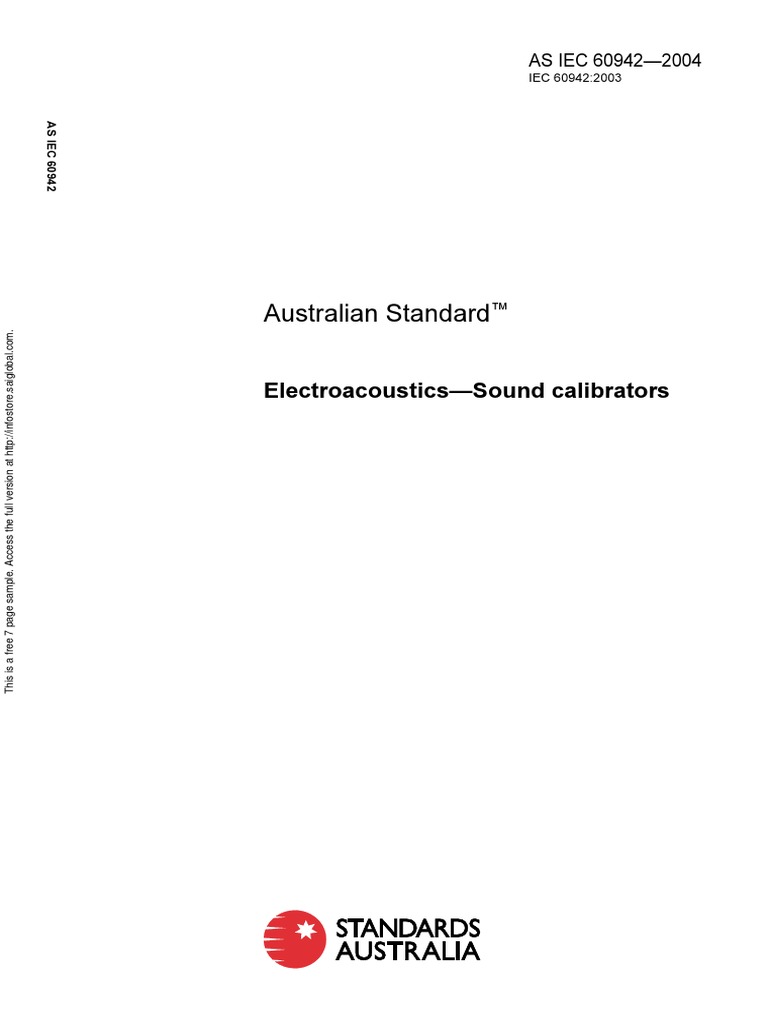 As IEC 60942-2004 Electroacoustics - Sound Calibrators | PDF ...