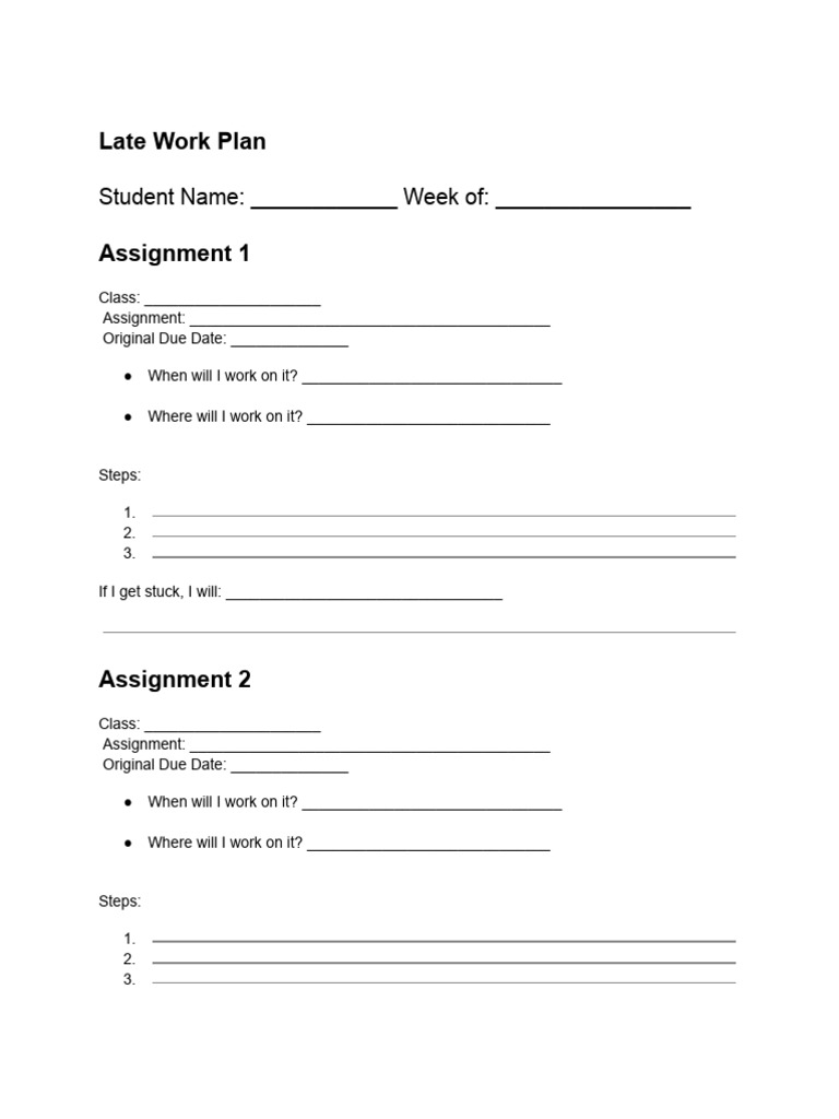 Late Work Plan | PDF