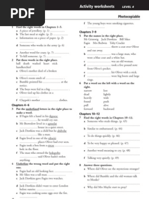 Oliver Twist Worksheets