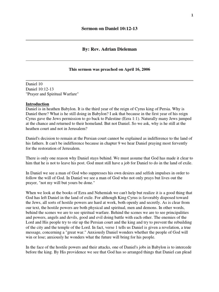 00_Sermon on Daniel 10 12-13 | Daniel (Biblical Figure) | Angel
