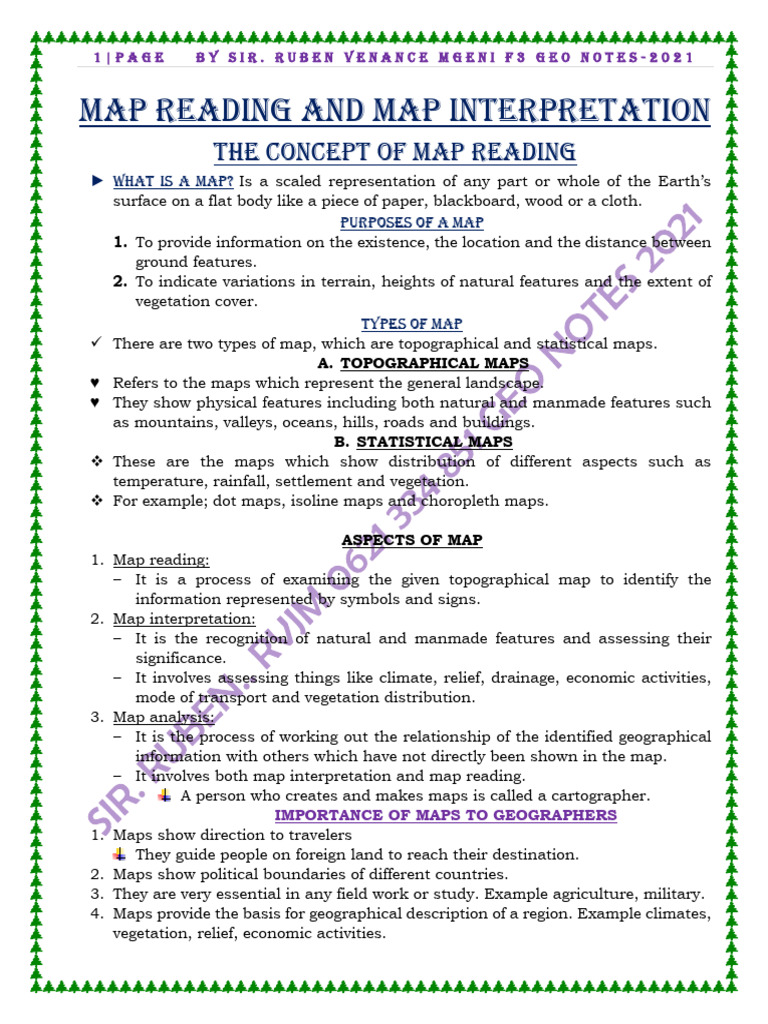 Form 3 Geo Notes-Map Reading & Interpretation - 122414 | PDF | Area | Map