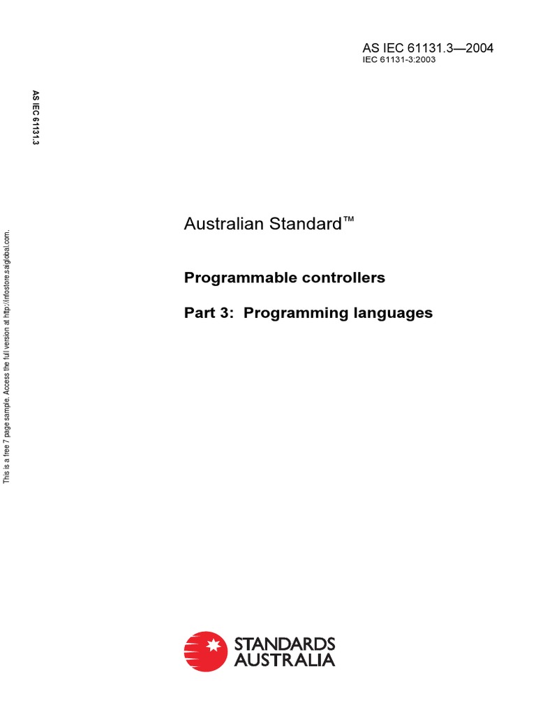 As Iec 61131 3 2004 Programmable Controllers Programming Languages Pdf International