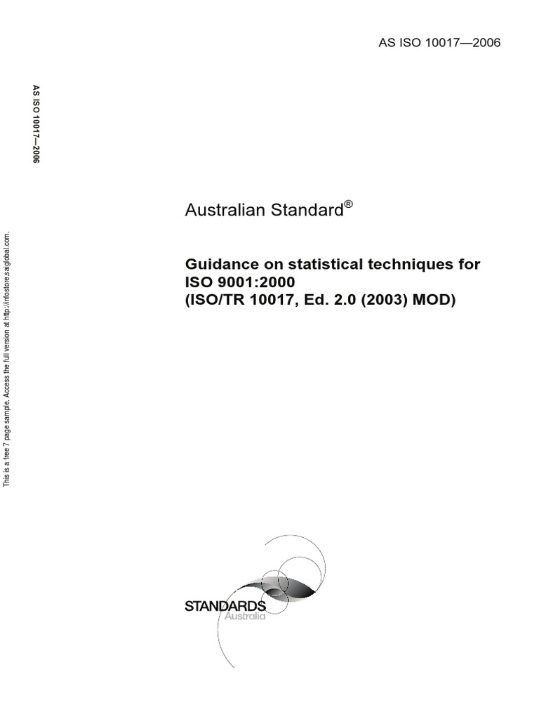 As ISO 10017-2006 Guidance On Statistical Techniques For ISO 9001-2000 ...