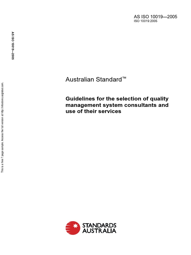 As ISO 10019-2005 Guidelines For The Selection of Quality Management ...