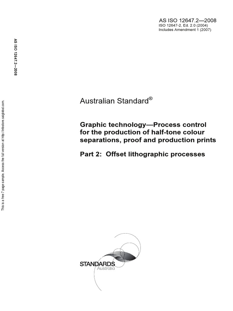 As ISO 12647.2-2008 Graphic Technology - Process Control For The ...