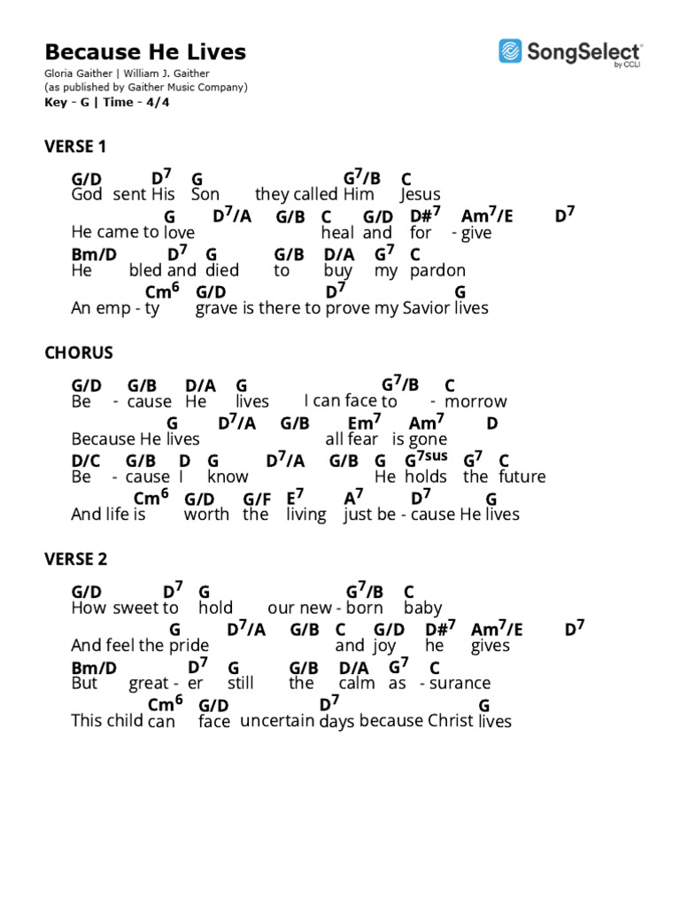 Exciting Chords For Because He Lives Gallery