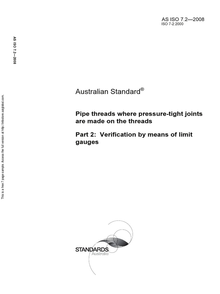 As ISO 7.2-2008 Pipe Threads Where Pressure-Tight Joints Are Made On ...