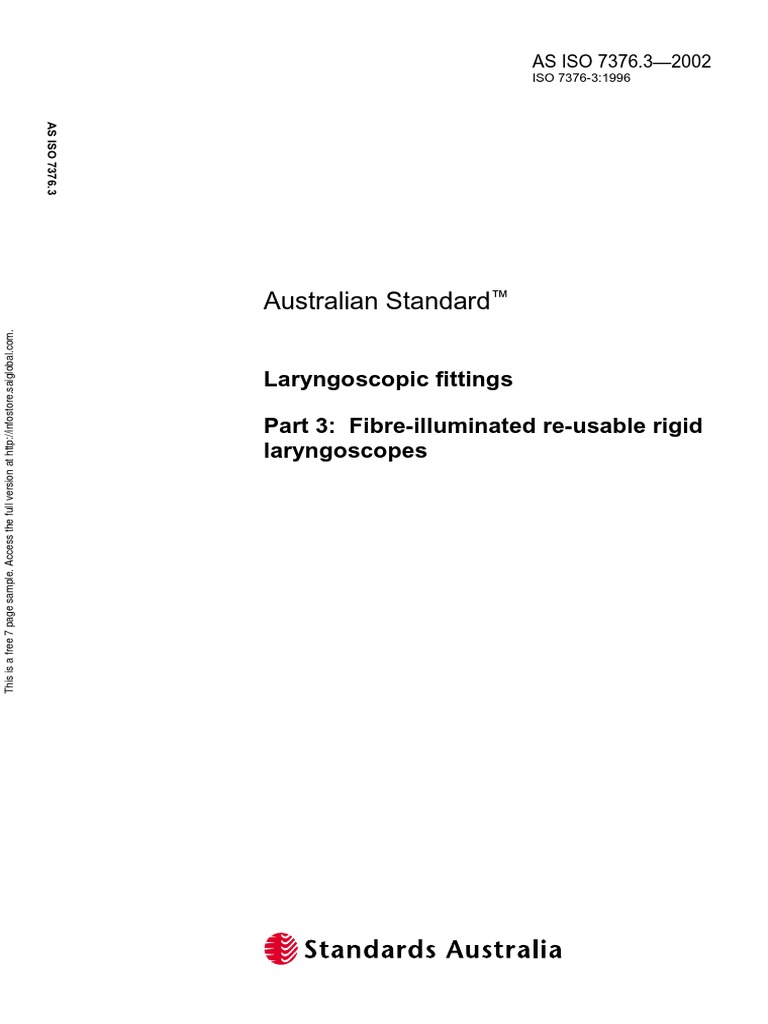 As ISO 7376.3-2002 Laryngoscopic Fittings Fibre-Illuminated Re-Usable ...
