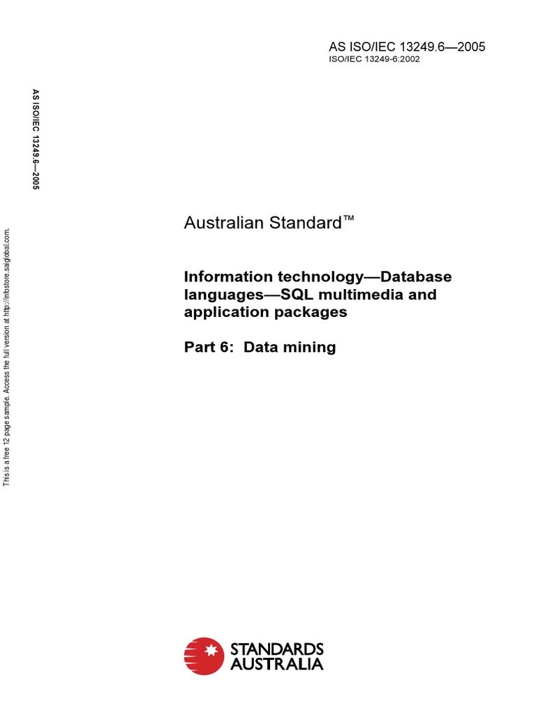 As ISO IEC 13249.6-2005 Information Technology - Database Languages ...