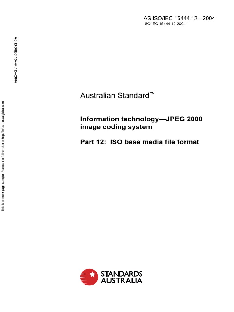 As ISO IEC 15444.12-2004 Information Technology - JPEG 2000 Image ...