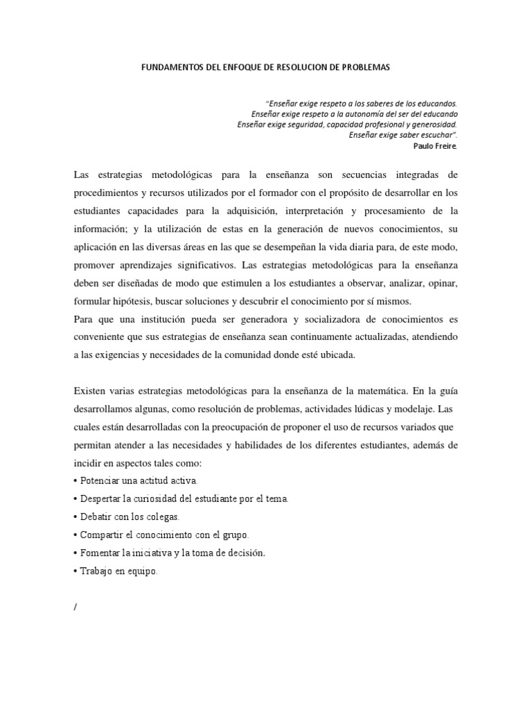 Estrategias de Resolución de Problemas Matemáticos | PDF | Enseñanza de ...