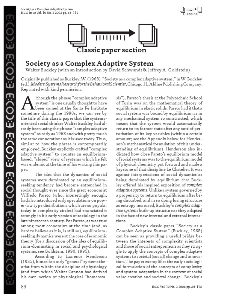 Buckley 1968 Society As A Complex Adaptive System | PDF | Sociocultural ...