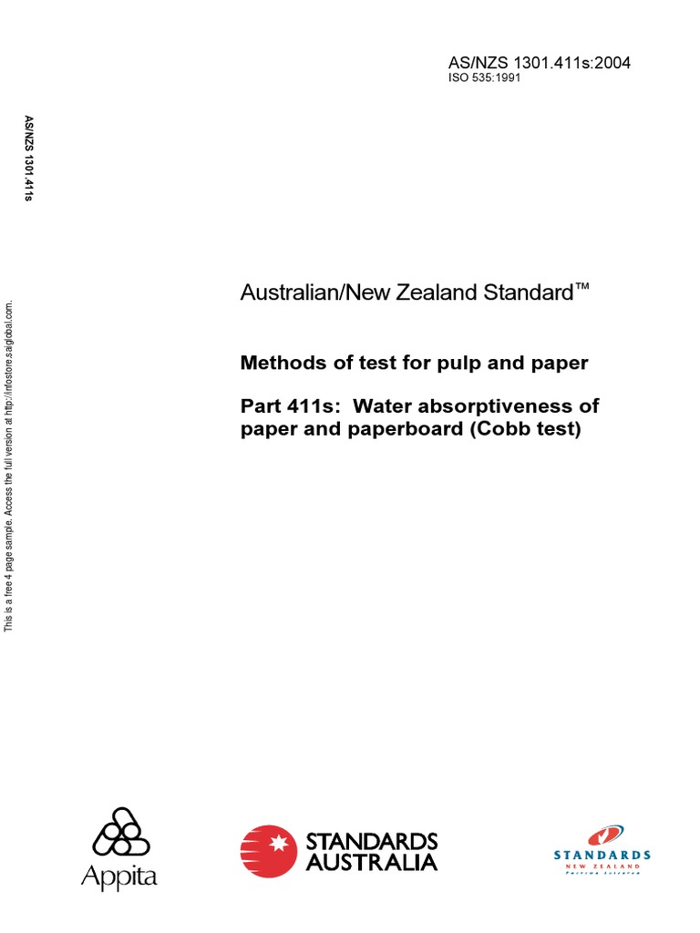 As NZS 1301.411s-2004 Methods of Test For Pulp and Paper Water ...