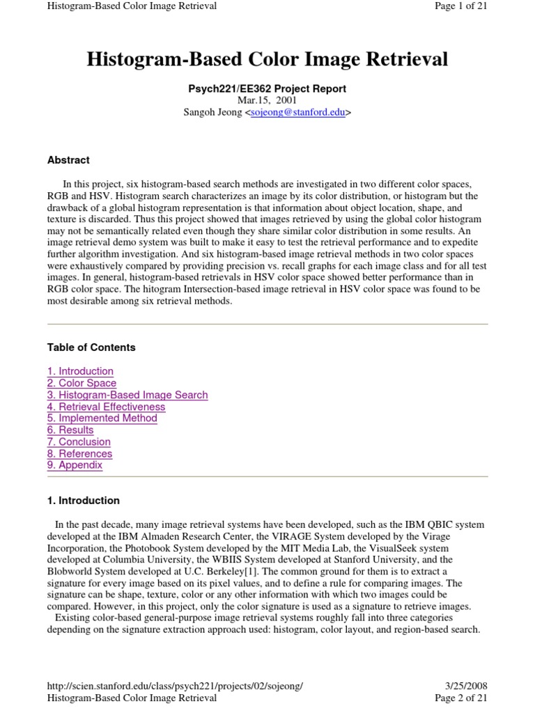 Histogram-Based Color Image Retrieval | PDF | Rgb Color Model ...