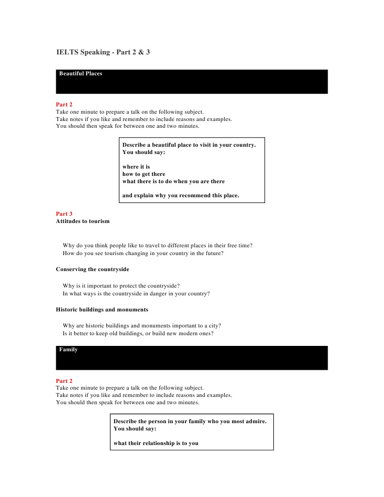 IELTS Speaking - Part 2 & 3 Questions | PDF | Tourism | Newspapers