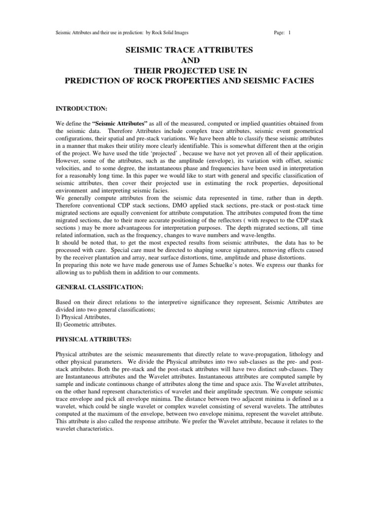 Attributte Seismic | PDF