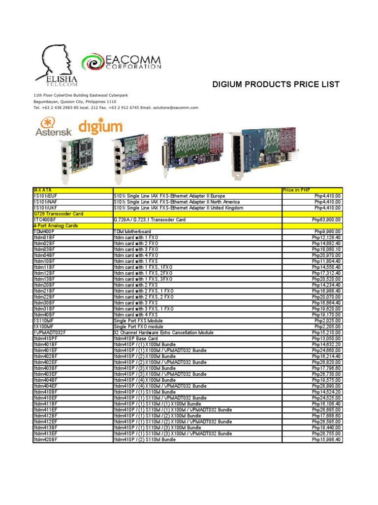 Digium Products Price List in PHP | PDF | Computer Hardware | Computing