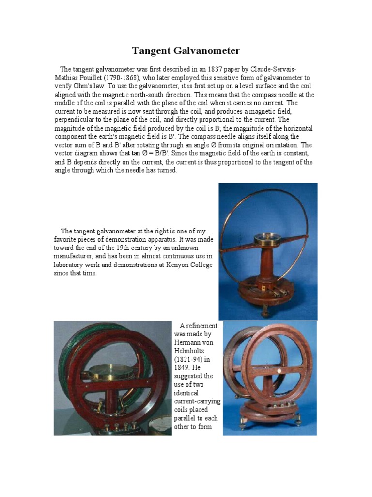 Labelled Diagram Of Tangent Galvanometer