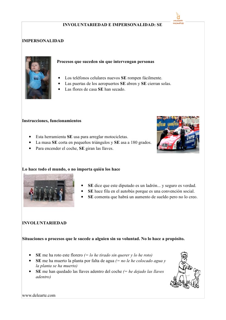 El "SE" y La Impersonalidad e Involuntariedad en Español | PDF
