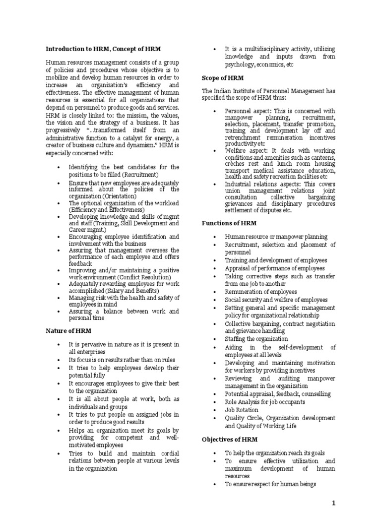 GGSIPU MBA Weekend HRM Class Notes | PDF | Human Resource Management ...