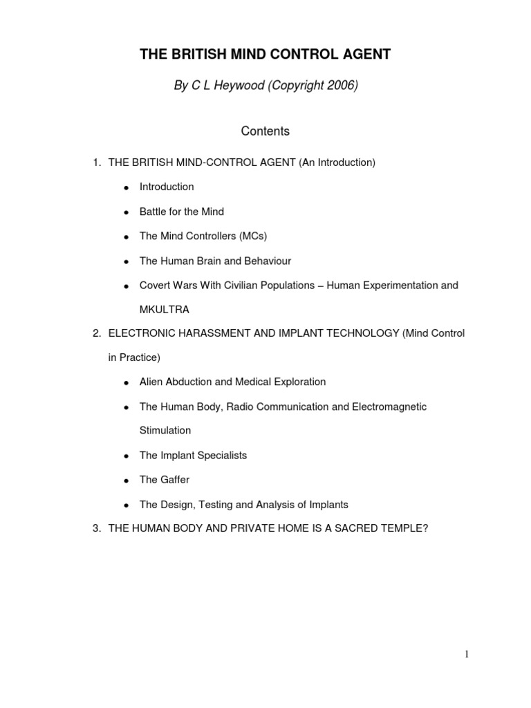 British Mind Control Agent | PDF | Mind Control | Hypnosis