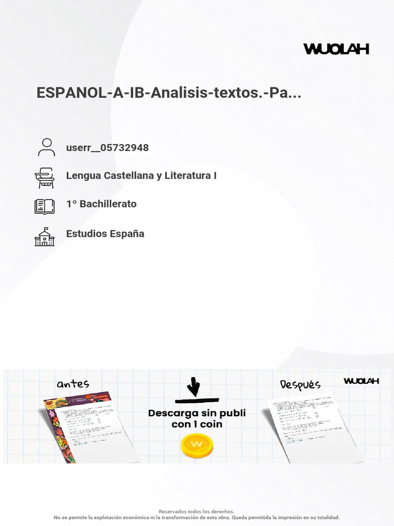 Wuolah Free ESPANOL A IB Analisis Textos. Paper 1 Lengua | PDF ...