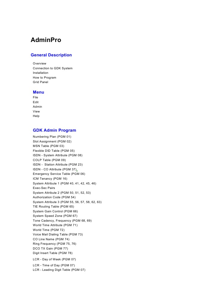 GDK Adm Pro Manual1 | PDF | Telephone Numbering Plan | Computer File