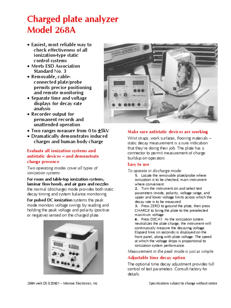 Charged Plate Analyzer Model 268A: Make Sure Antistatic Devices Are ...