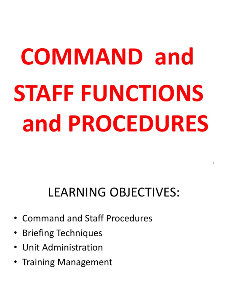 Command and Staff Functions Overview | PDF | Staff (Military) | Command ...