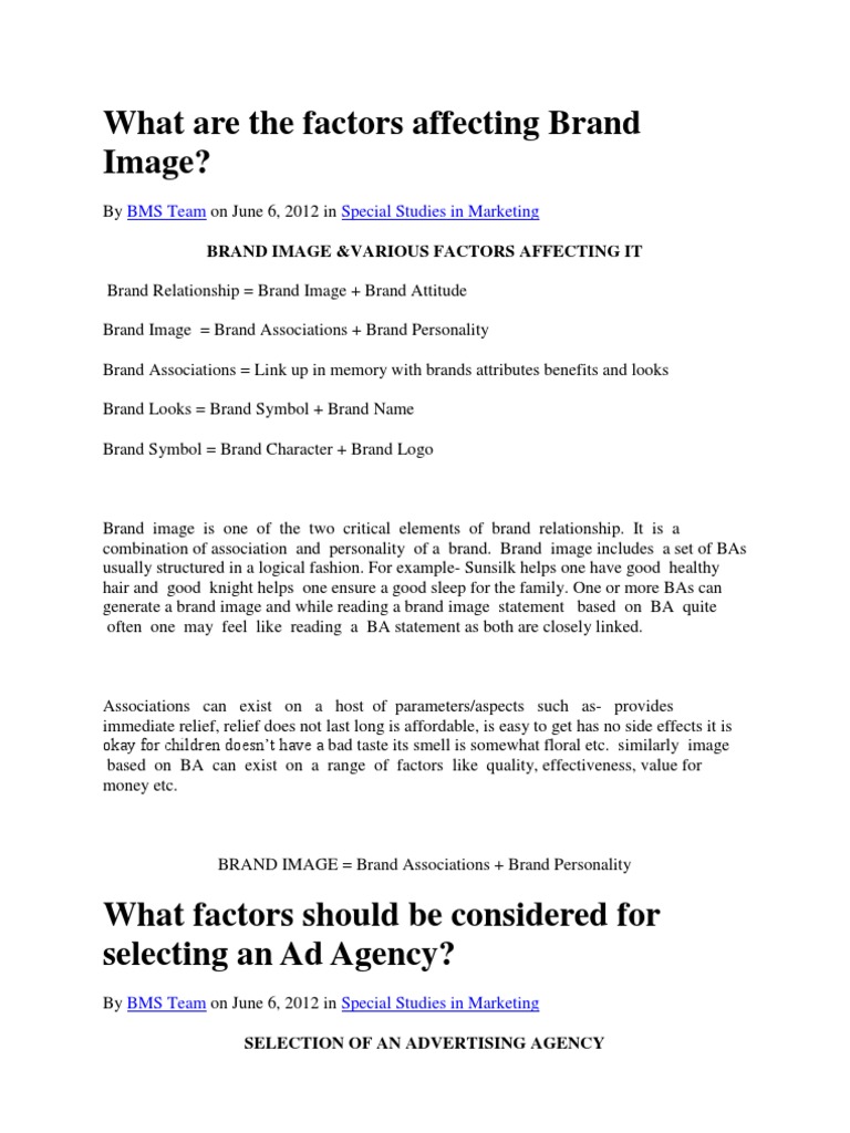 What Are The Factors Affecting Brand Image | Marketing Communications ...
