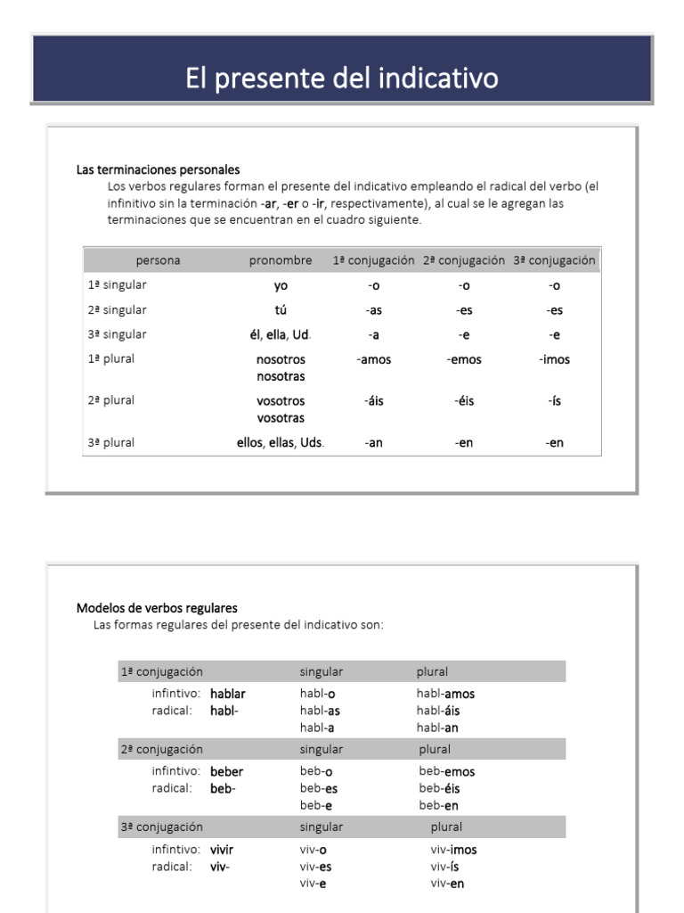 Presente de Indicativo | PDF | Plural | Verbo