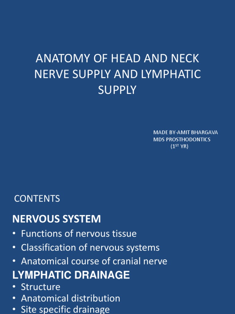 Anatomy of Head and Neck Nerve Supply and Lymphatic Drainage | PDF ...