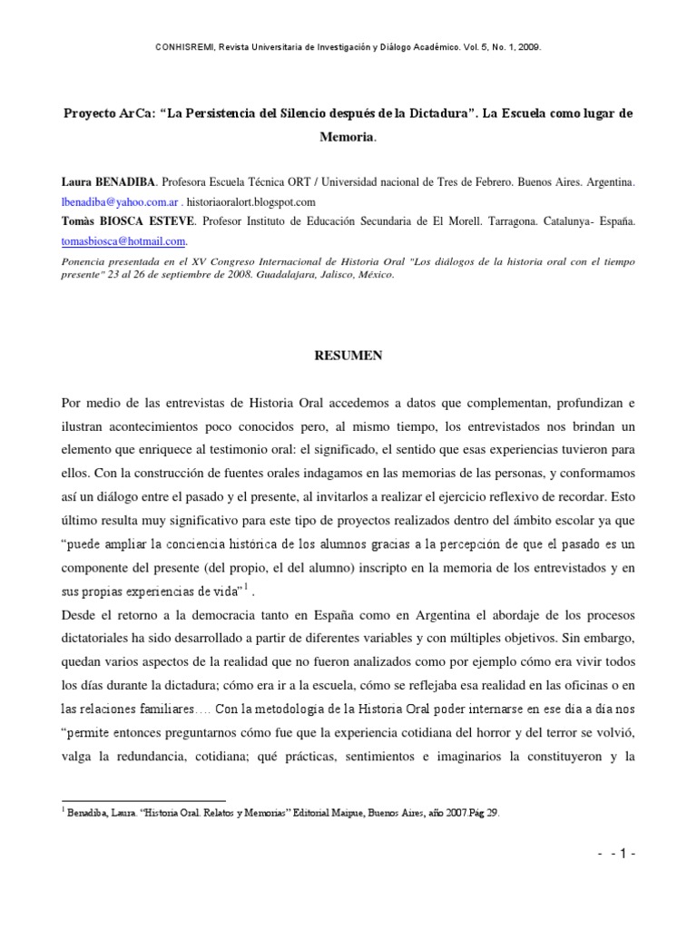 Proyecto ArCa. Proyecto ArCa: "La Persistencia Del Silencio Después de ...