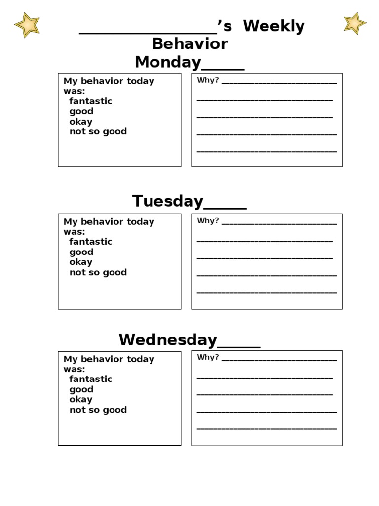 Weekly Behavior Tracker Template | PDF
