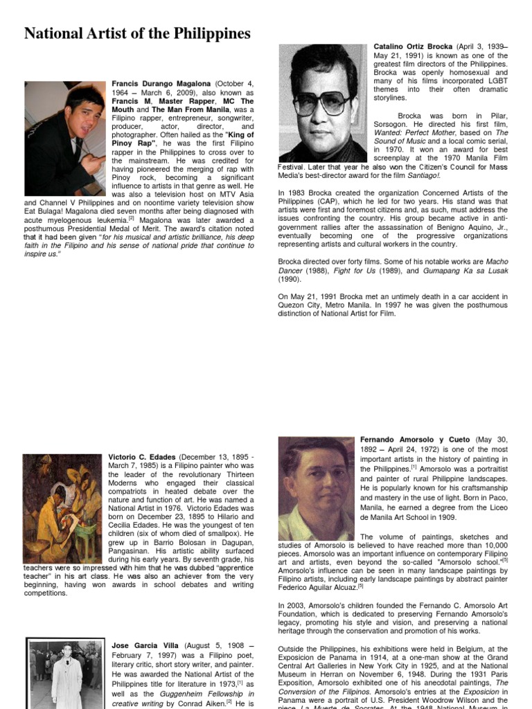 Notable National Artists of the Philippines | PDF | Entertainment ...