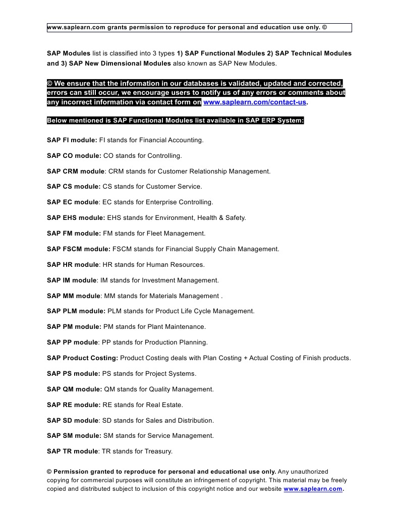 Sap Modules PDF | PDF | Sap Se | Supply Chain Management