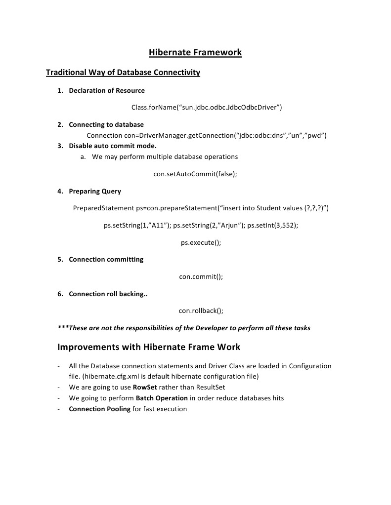 Hibernate Framework: Traditional Way of Database Connectivity | PDF ... Hibernate Framework: Traditional Way of Database Connectivity | PDF ...