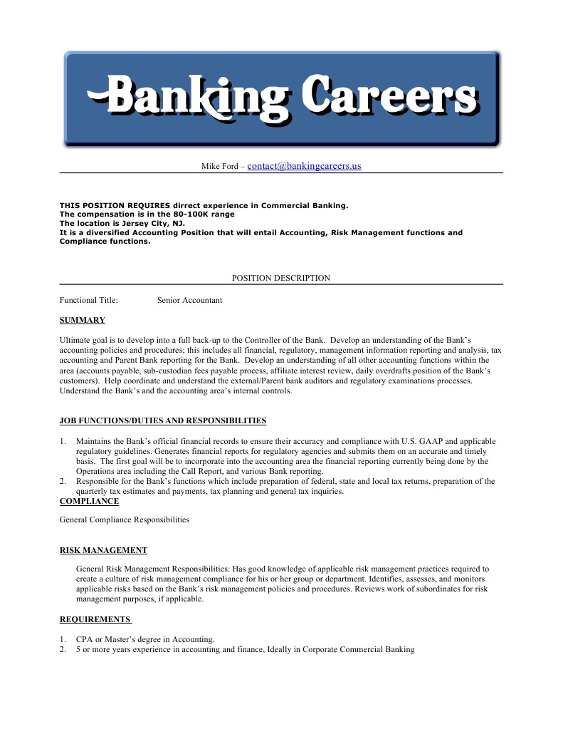 Senior Accountant Position in Jersey City | PDF | Career & Growth ...