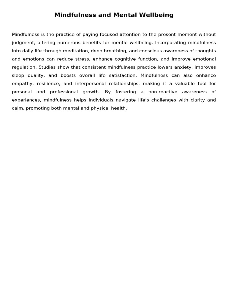 Mindfulness and Mental Wellbeing | PDF