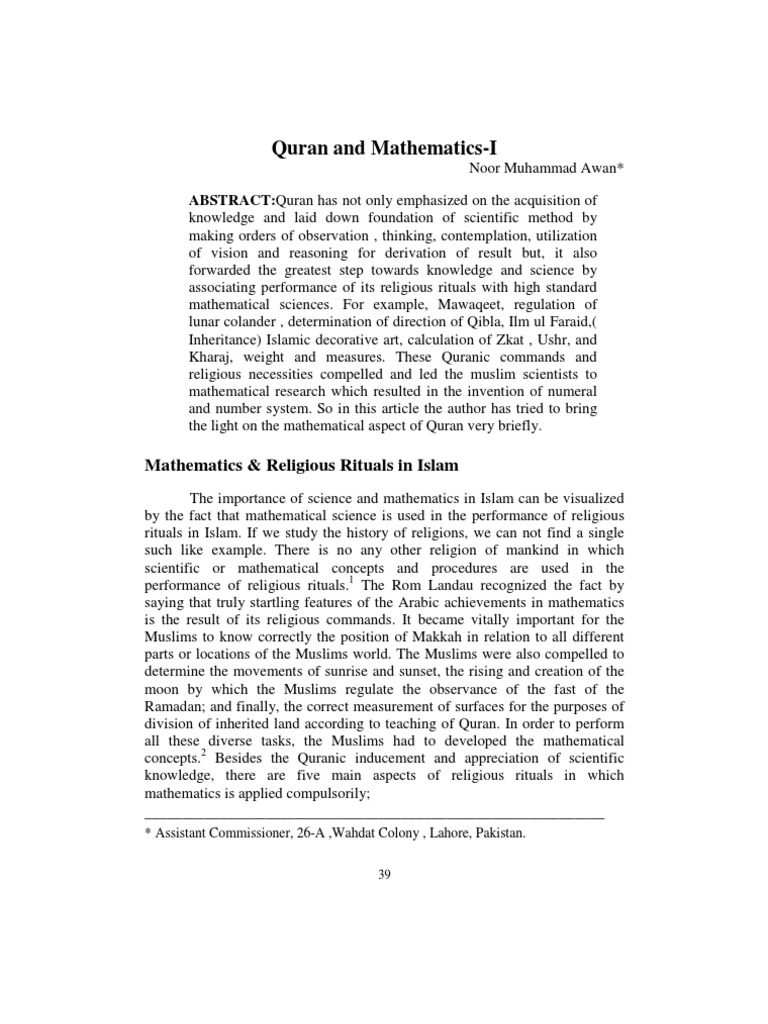 2 - Quran and Math - A | PDF | Algebra | Ramadan