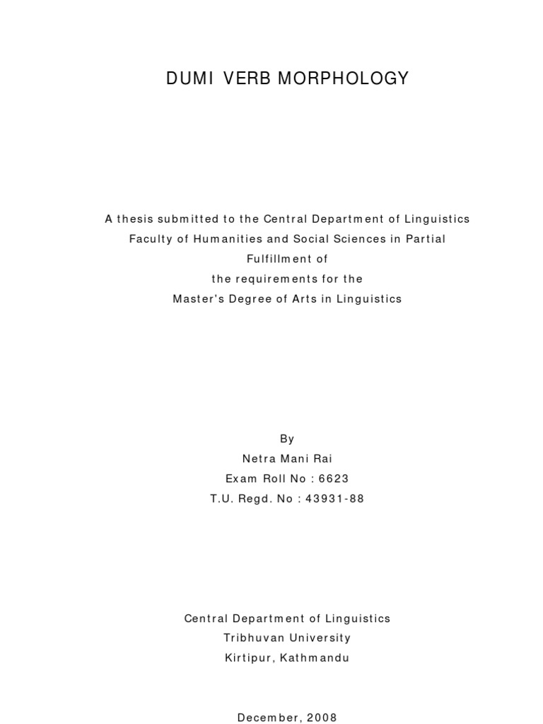 Dumi Verb Morphology by Netra Mani Rai | PDF | Verb | Onomastics