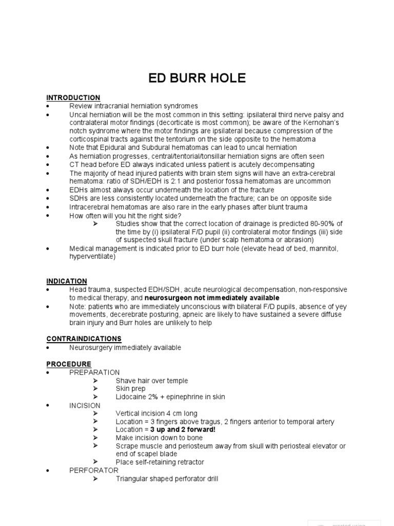 ED Burr Holes | PDF | Skull | Animal Anatomy