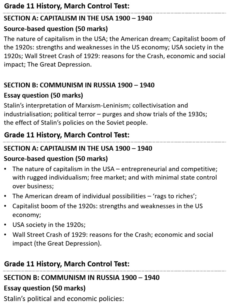 Grade 11 History Great Depression | PDF | Great Depression | Capitalism