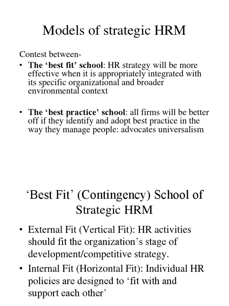 Best Practice and Best Fit | Strategic Management | Human Resource Management