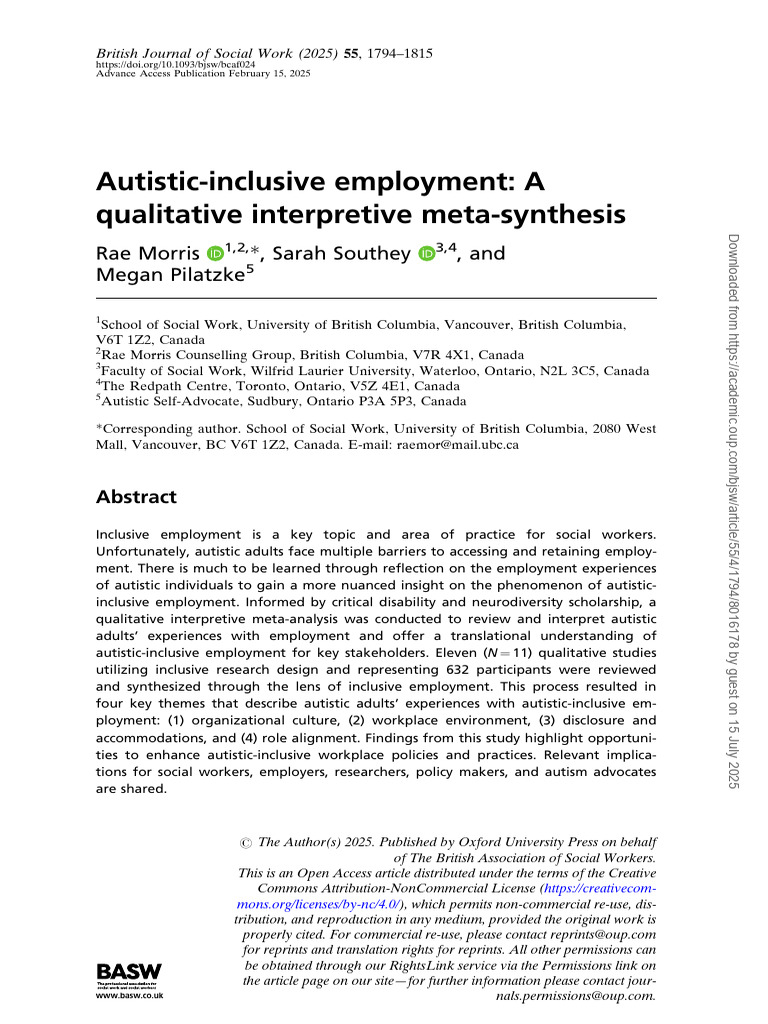 Morris Et Al. - 2025 - Autistic-Inclusive Employment a Qualitative ...