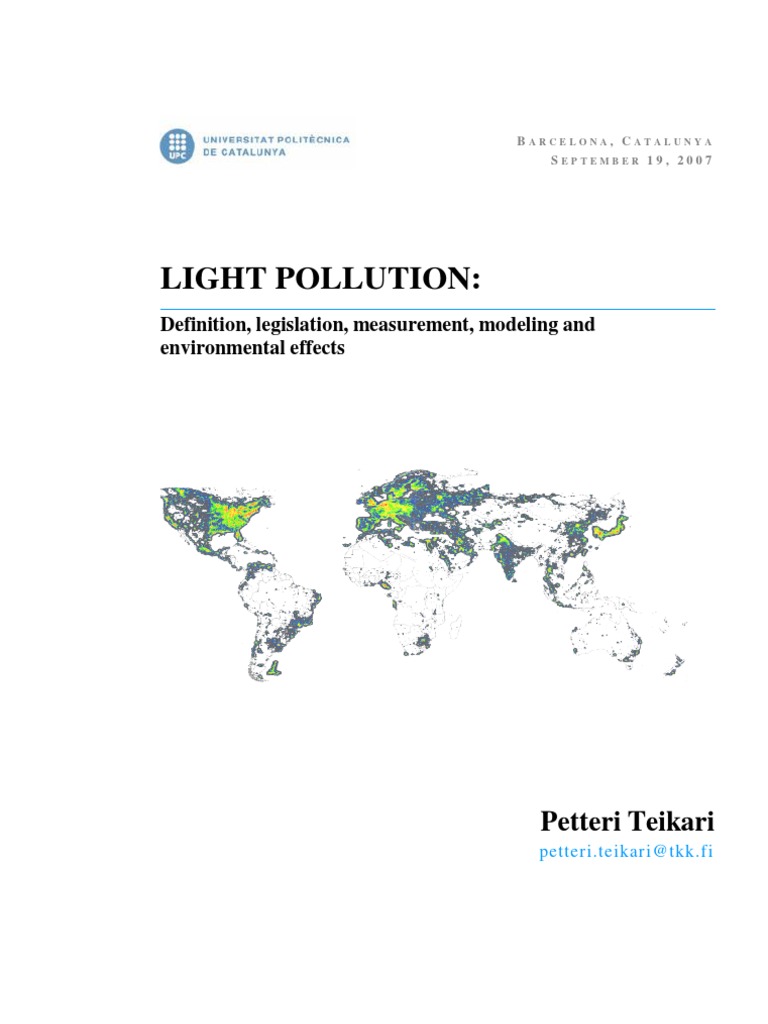 Light Pollution: Definition, Measurement, Modeling and Environmental ...