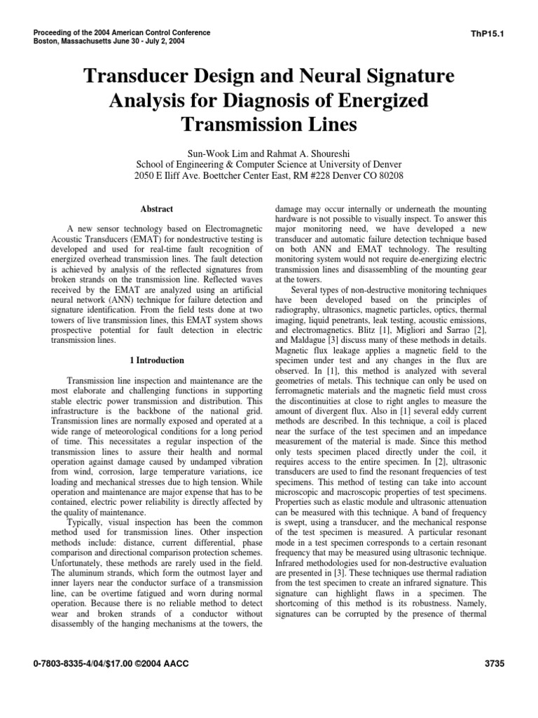 Transmission Line Signature Analysis | PDF | Principal Component ...