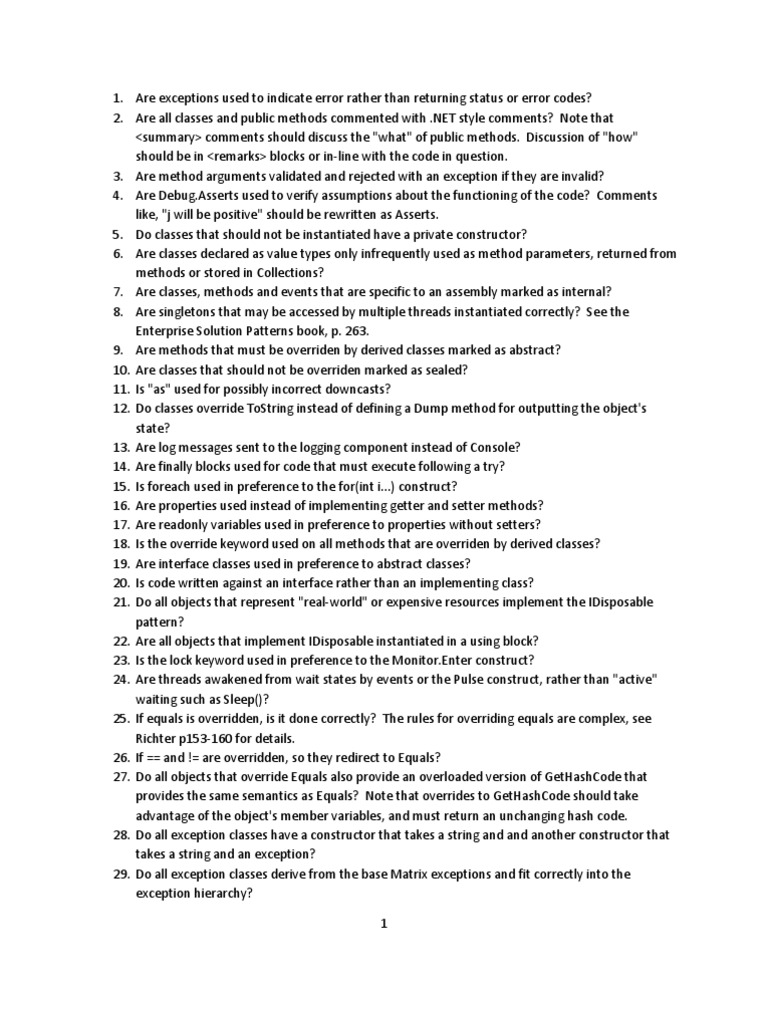 C Code Review Checklist Class Computer Programming Method Computer Programming