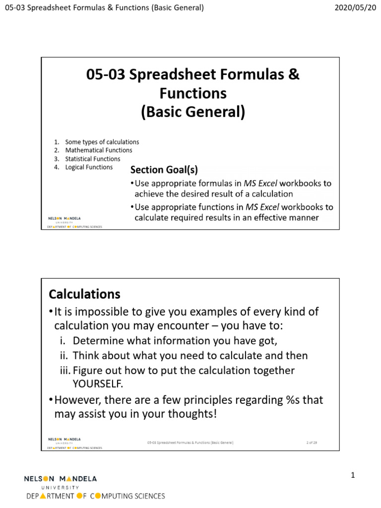 02-05-03 Spreadsheet Formulas Functions (Basic General) | PDF ...